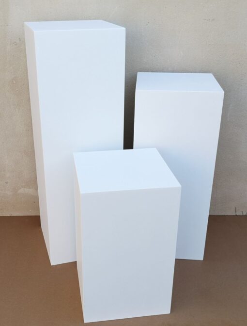 3 Piece White Wooden Plinth Set | Backdrop Shop