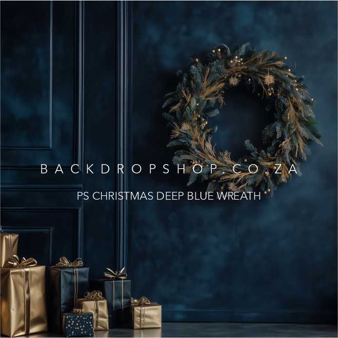 PS Christmas deep blue wreath – Backdrop Shop