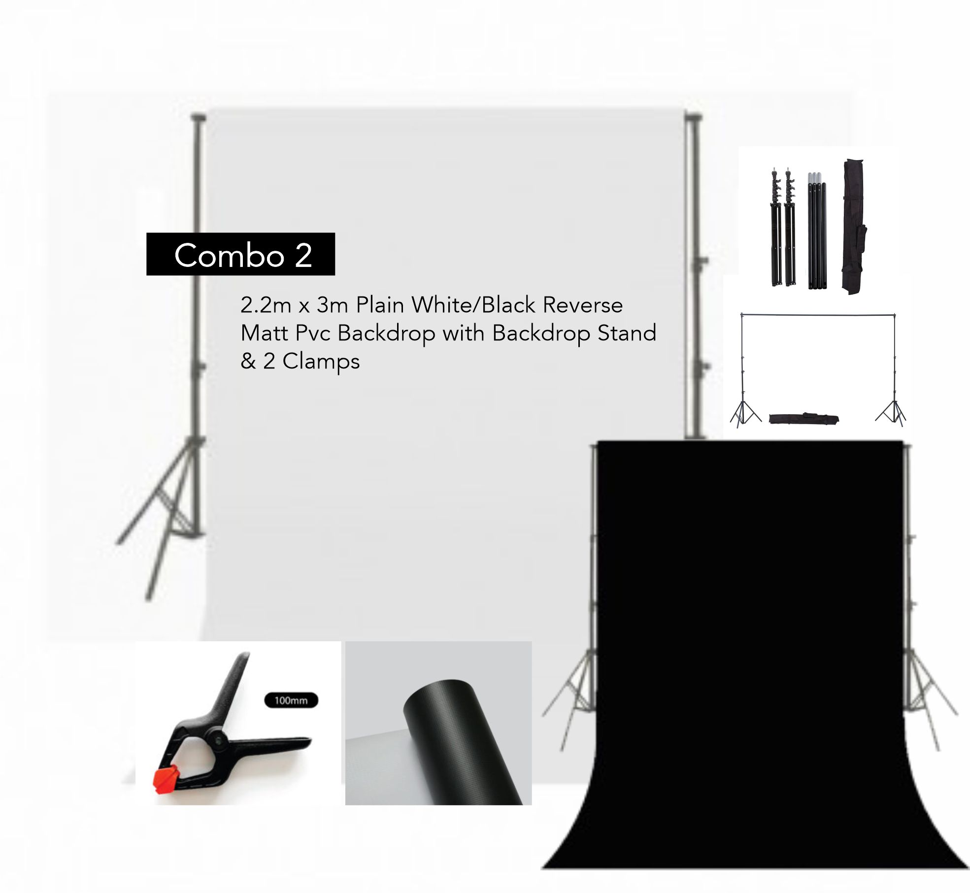 COMBO 2 – BACKDROP & BACKDROP STAND COMBO RENTAL – Backdrop Shop